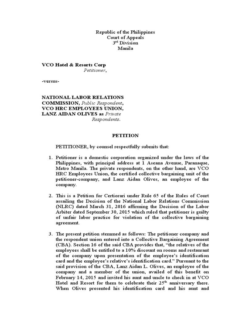 Rule 65 NLRC To CA | PDF | Unfair Labor Practice | Collective Bargaining