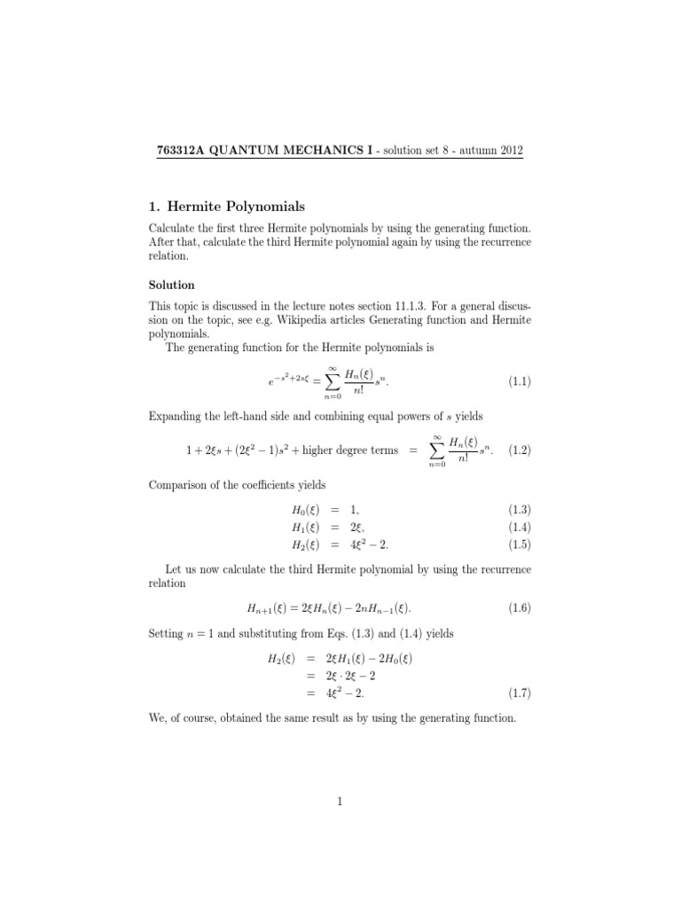 Solution Set 8 PDF | PDF | Recurrence Relation | Integral