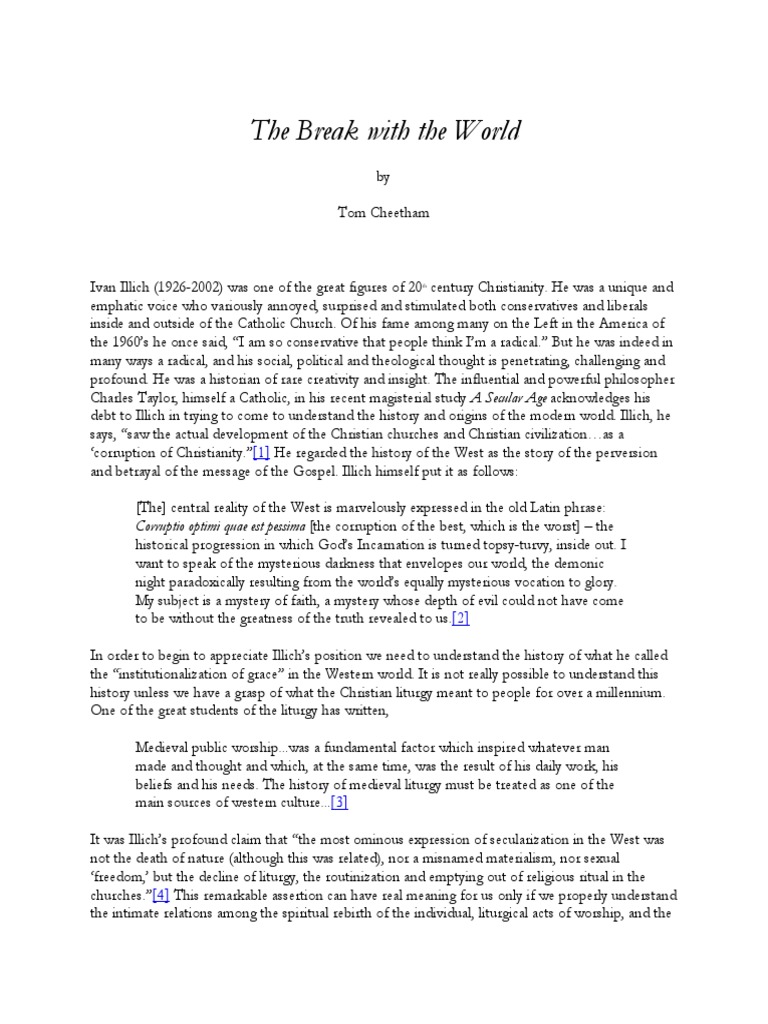 Tom Cheetham - The Break With The World (Ivan Illich) (A) | PDF ...