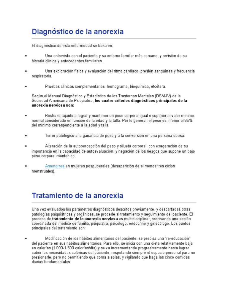 Diagnóstico de La Anorexia | PDF | Anorexia nerviosa | Diagnostico medico