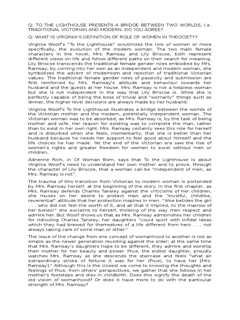 Evolution of Women in "To the Lighthouse" | PDF | To The Lighthouse ...