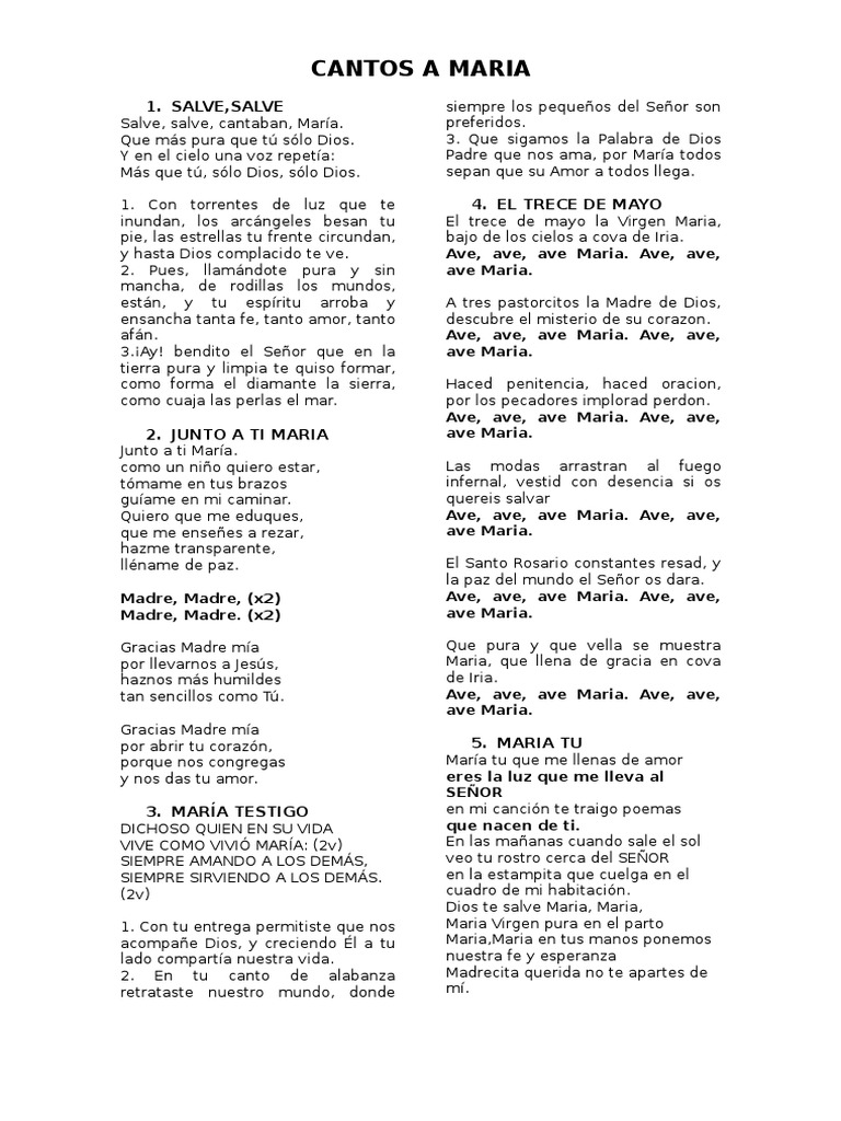 Cantos A Maria | PDF | María, madre de Jesús | Oración