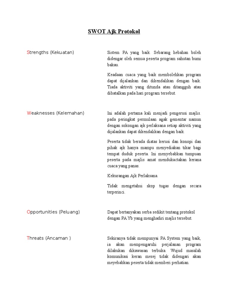 SWOT Ajk Protokol | PDF
