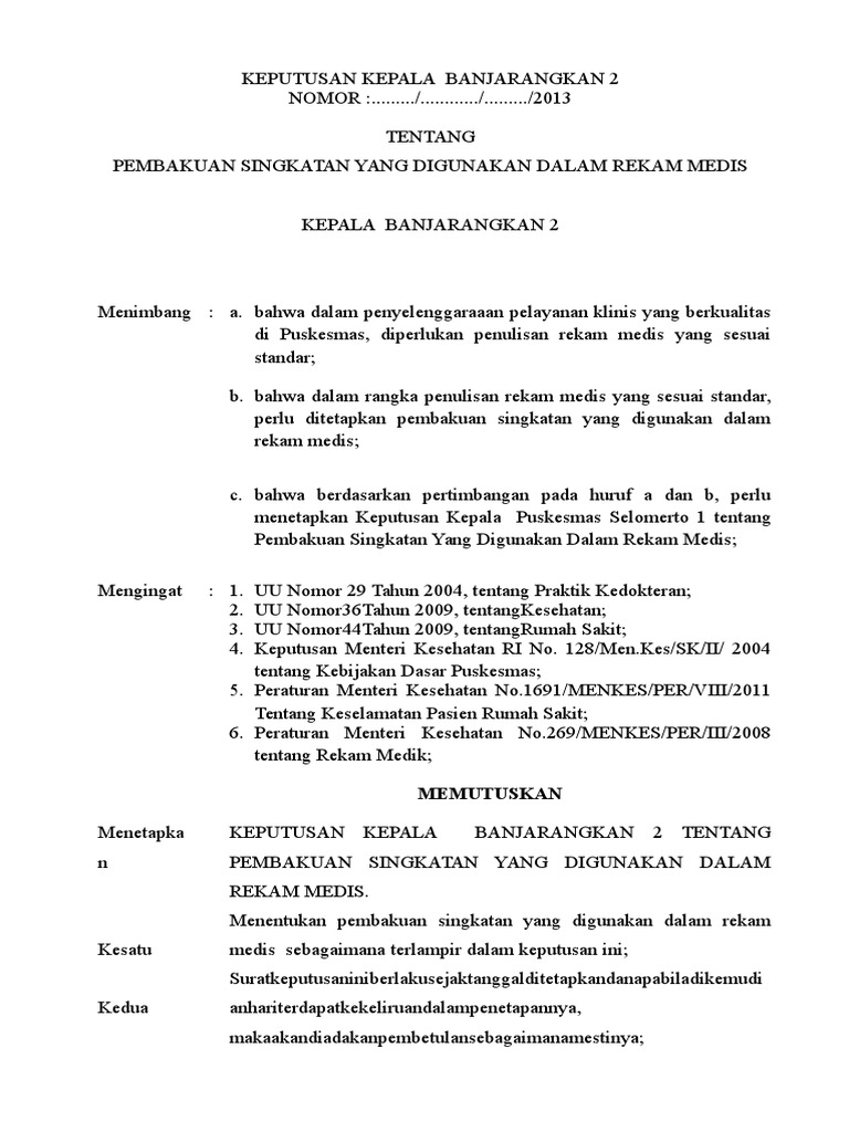 SK Pembakuan Singkatan | PDF