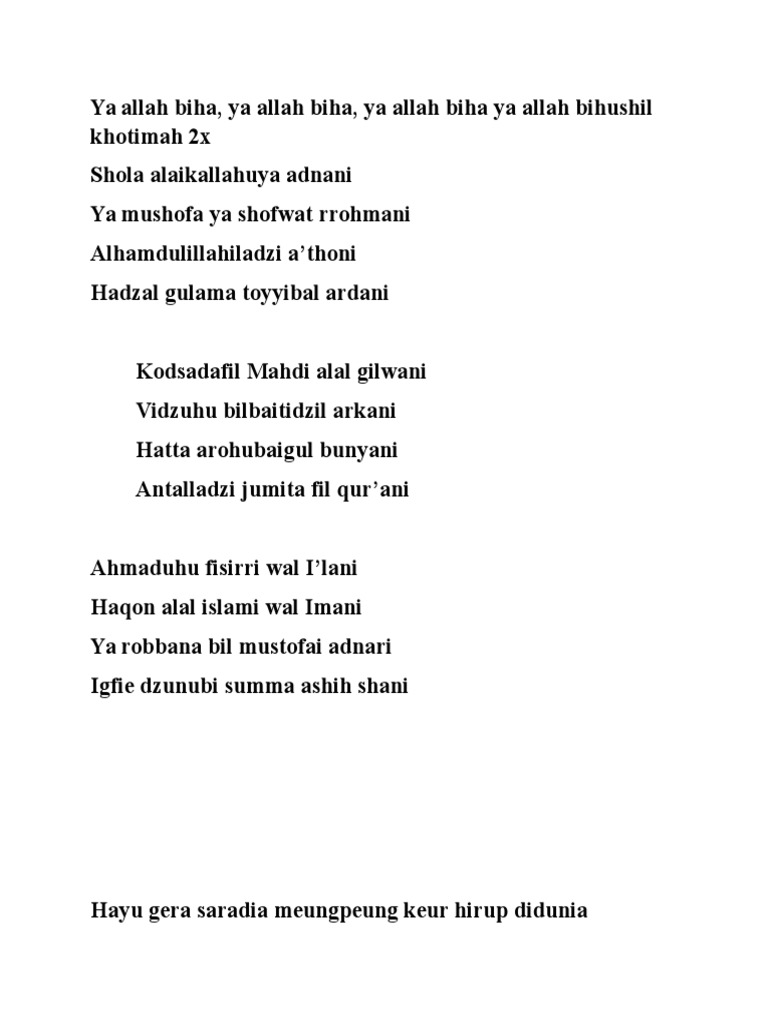 Ya Allah Biha | PDF Ya Allah Biha | PDF