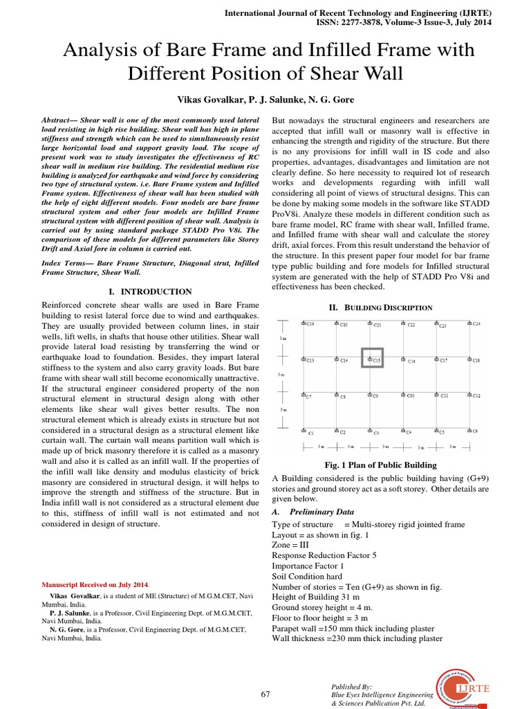 Analysis - ofBareFrame and Infilled Frame PDF | PDF | Framing (Construction) | Stiffness