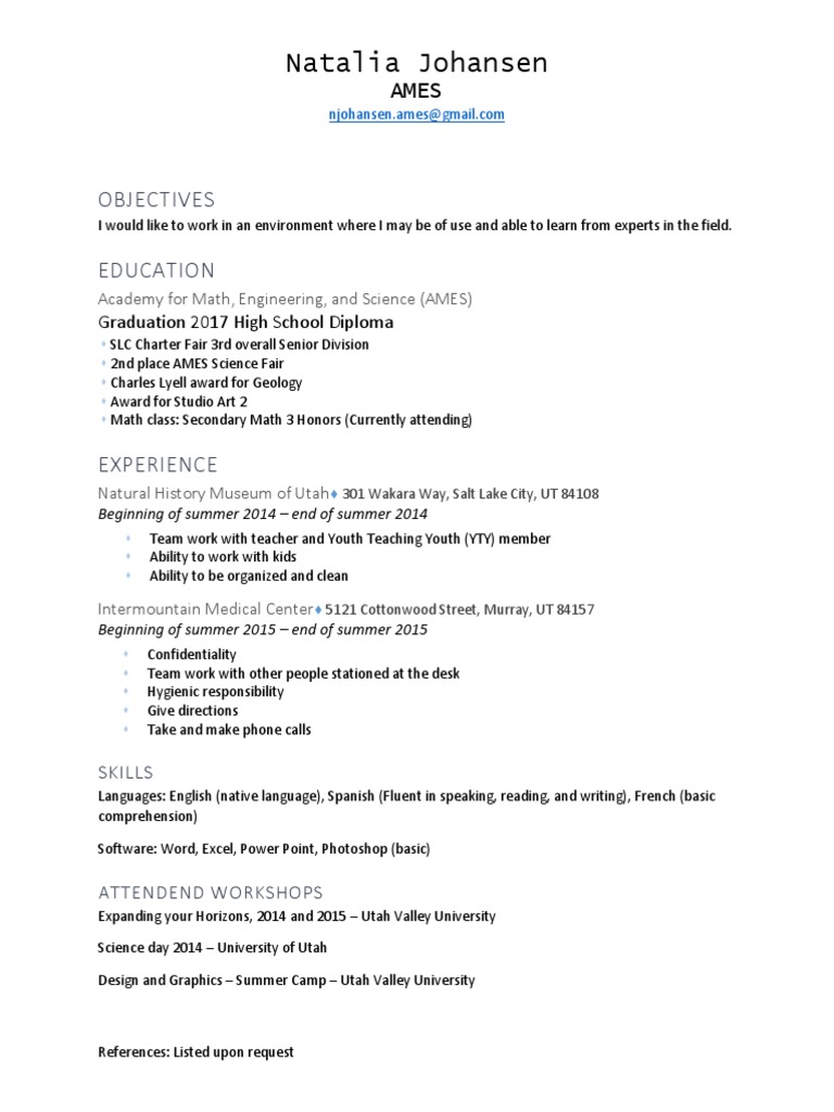 Natalia Johansen's Resume Overview | PDF | Social Science | Science ...