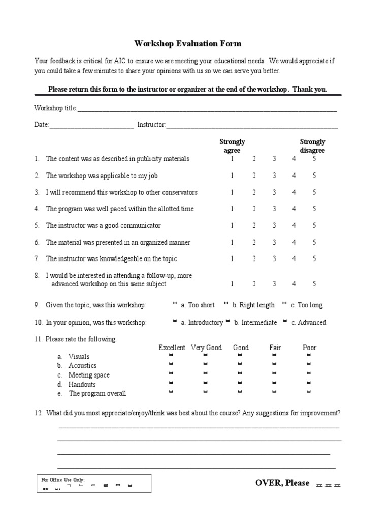 Participant Evaluation Form (Ms Word) | Download Free PDF ...