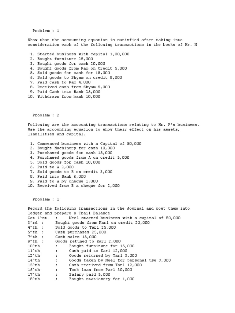 Tally Practice Problems | Debits And Credits | Financial Services
