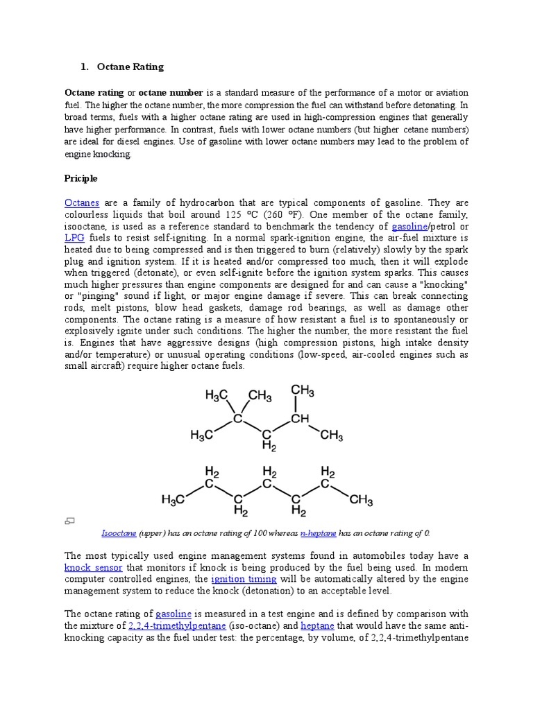 Octane and Cetane Number | PDF | Chemical Energy Sources | Fuels