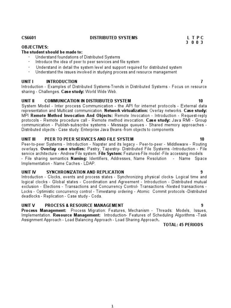 CS6601 Distributed System Syllabus | PDF | Compiler | Parsing