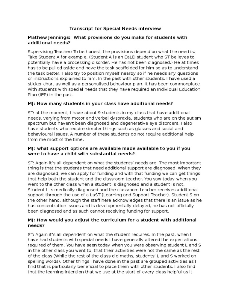 Supporting Students with Special Needs | PDF | Special Education ...