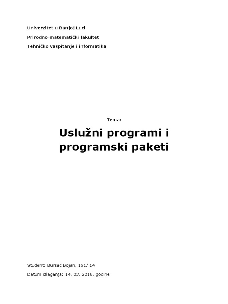 Uslužni Programi I Programski Paketi | PDF