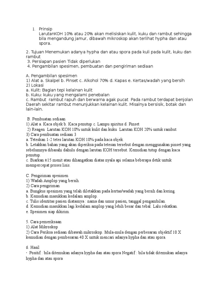 Pemeriksaan KOH Jamur: Prosedur dan Hasil | PDF | Kesehatan Holistik ...