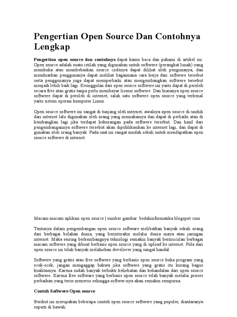 Pengertian Open Source Dan Contohnya Lengkap | PDF