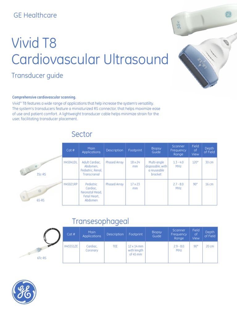 GEHC Vivid T8 TranducerGuide v7 | Medical Ultrasound | General Electric