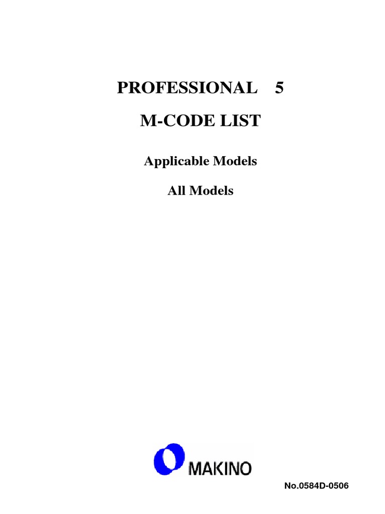 Pro-5 M Code List All Models Makinot All Models Makino | PDF ...