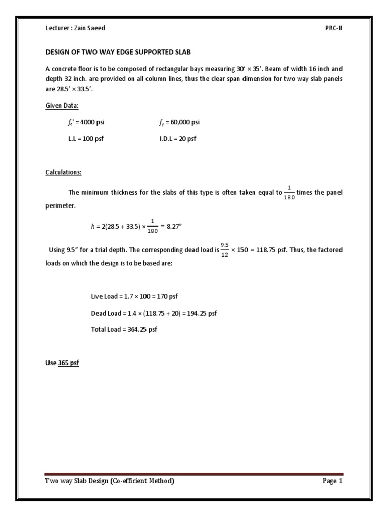 Two-Way Slab Design Using ACI Method | PDF | Beam (Structure ...