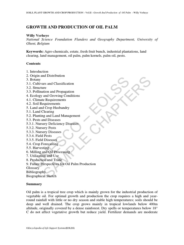 Growth & Production of Oil Palm | PDF | Arecaceae | Trees