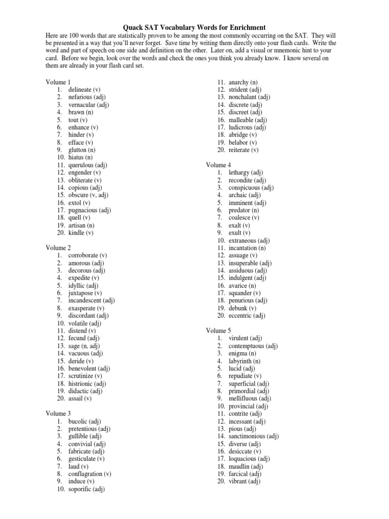 SAT Vocabulary: 100 Essential Words | PDF | Linguistics | Semiotics