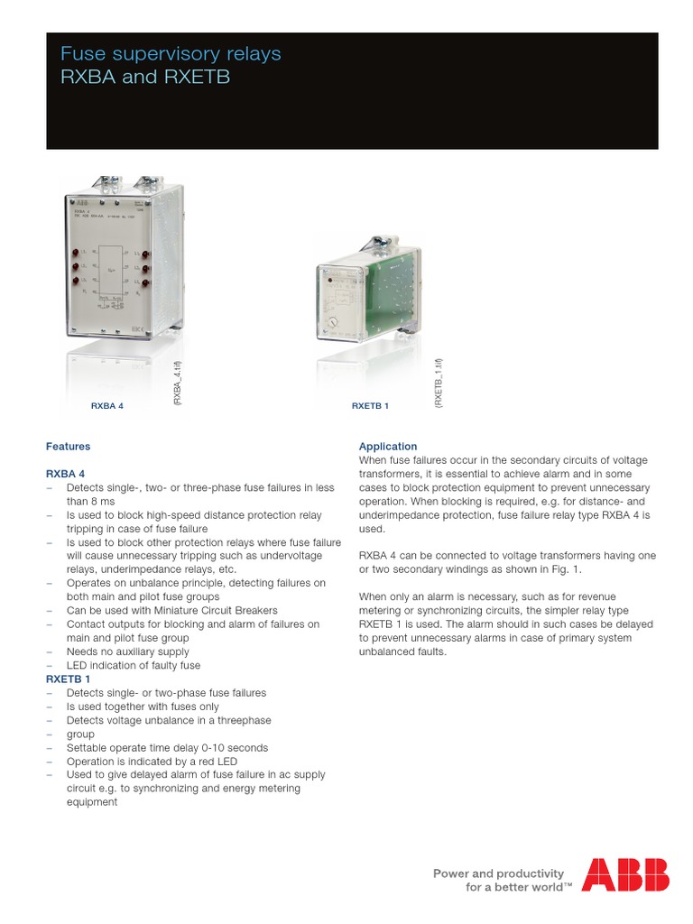 1MRK508019-BEN A en Fuse Supervisory Relays RXBA 4 RXETB 1 | PDF | Fuse ...