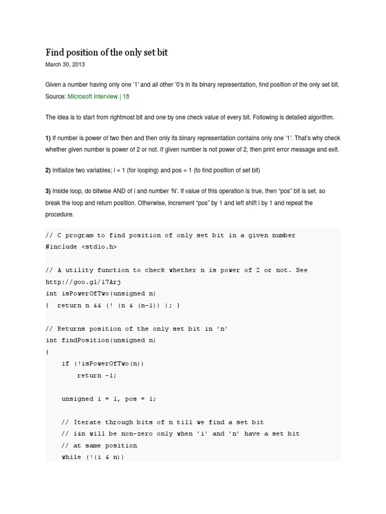Bit Maipulation Algorithms | PDF | Integer (Computer Science) | Array Data Structure