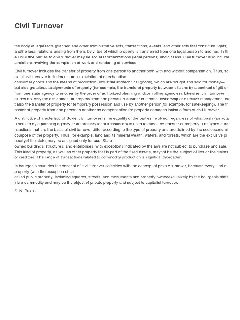 Civil Turnover | PDF | Property | Legal Personality