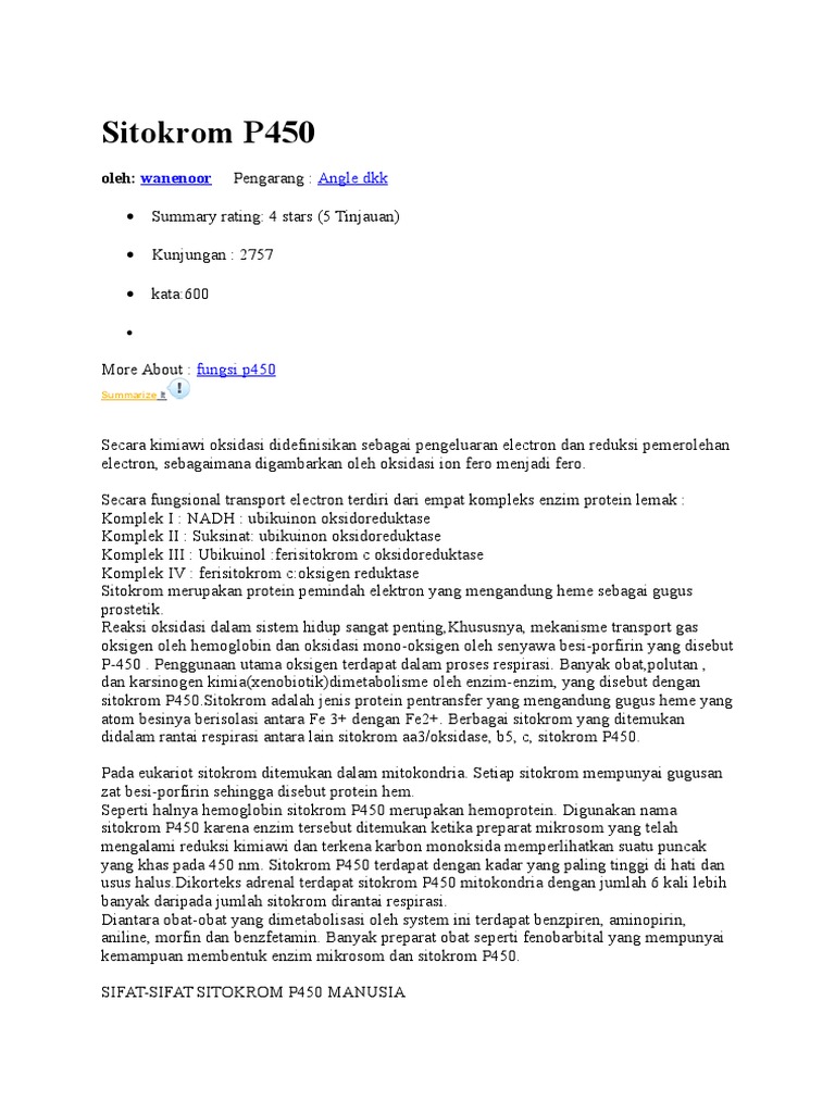 Sitokrom P450 | PDF | Sains & Matematika