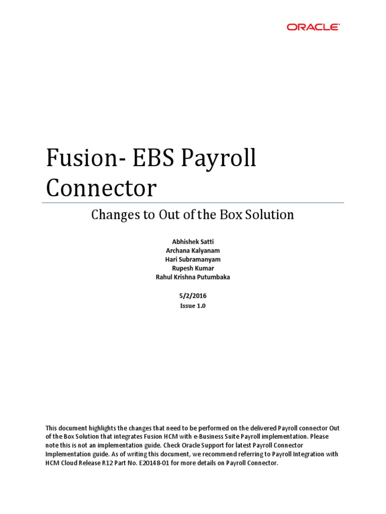 Fusion-EBS Payroll Connector v1.0 | PDF | Cloud Computing | Computer File