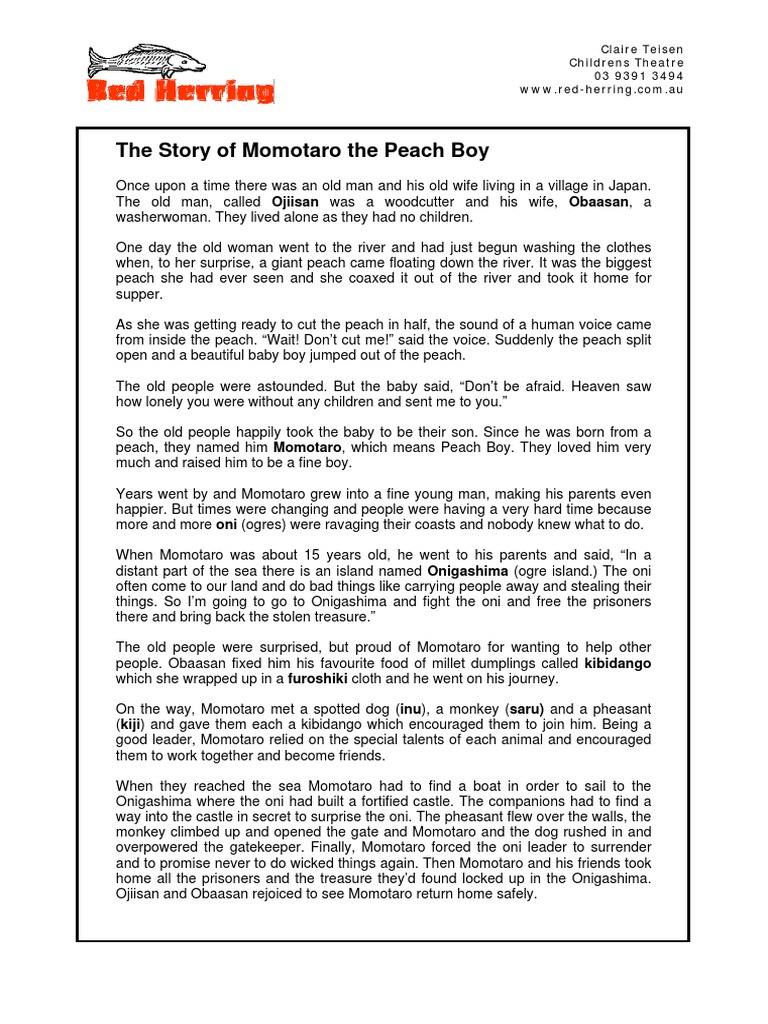 The Story of Momotaro The Peach Boy | PDF | Art | Poetry