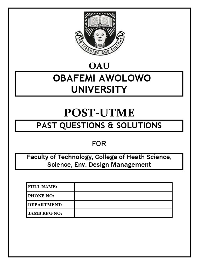 OAU Post UTME Past Question and Answer | PDF | Covalent Bond | Molecules