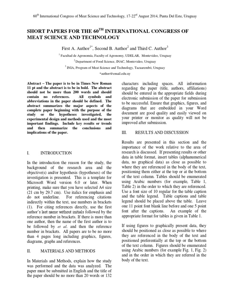 Short Paper Example | PDF | Abstract (Summary) | Typefaces