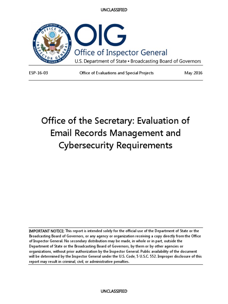 State Department IG Report | PDF | Records Management | National ...