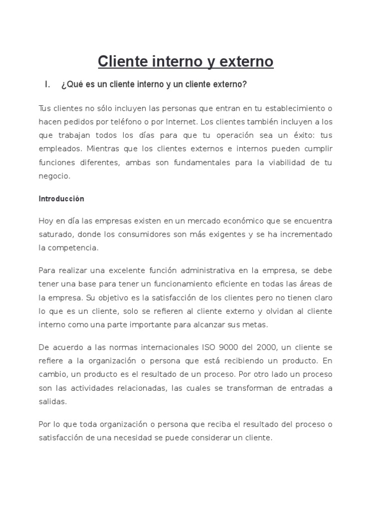 Cliente Interno y Externo | PDF | Cliente | Calidad (comercial)