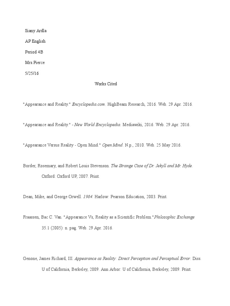 AP English Works Cited List | PDF | Social Science | Philosophy
