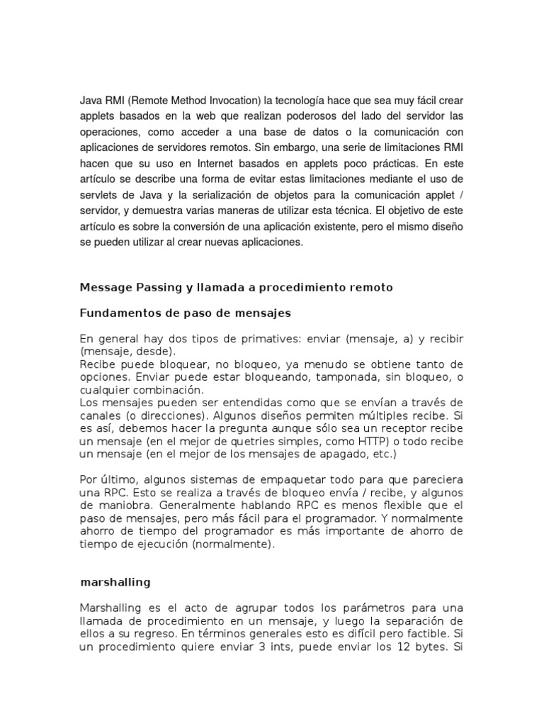 Java RMI | PDF | Servlet Java | Java (lenguaje de programación)
