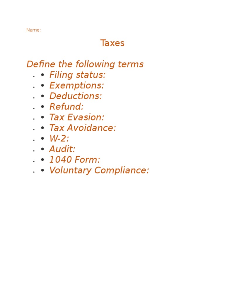 Tax Terms for Beginners | PDF | Finance & Money Management