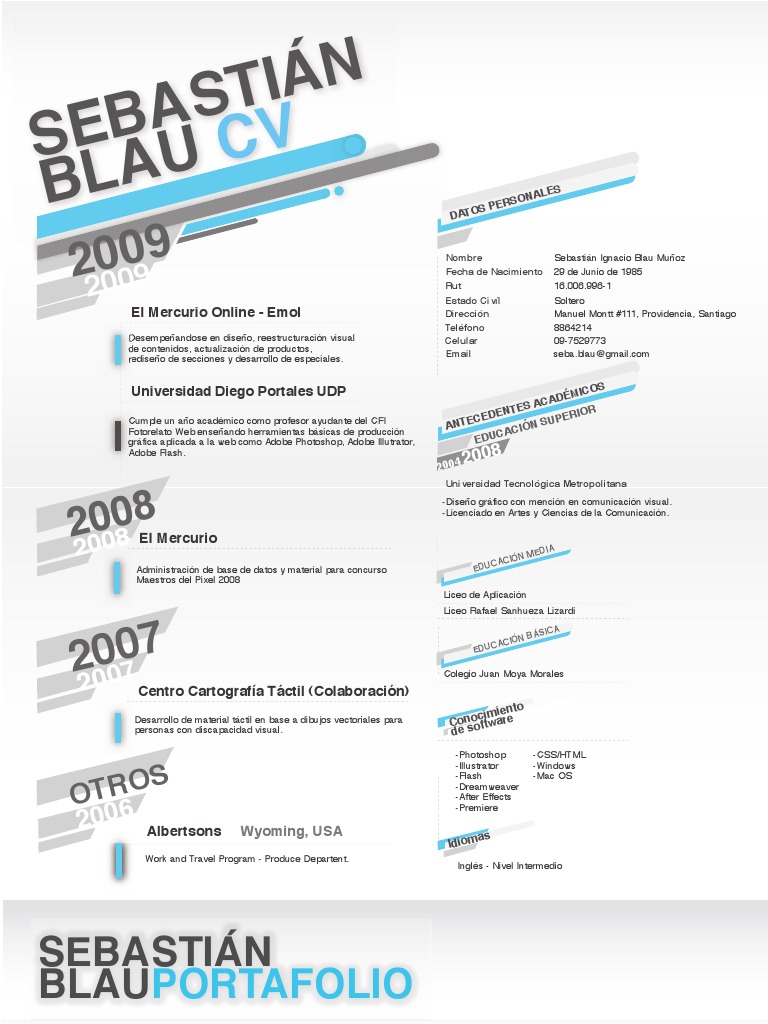 CV de Sebastián Blau: Diseño Gráfico y Web | PDF | Software | Informática