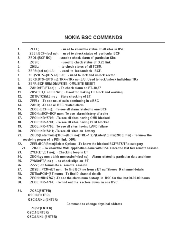 NSN Common Command | PDF | Telecommunications | Computer Networking