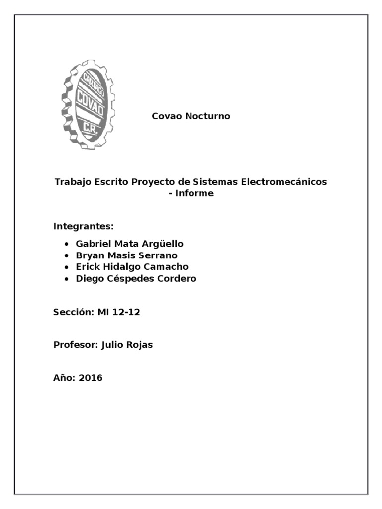 Informe de Proyecto Ascensor | PDF | Ascensor | Solenoide