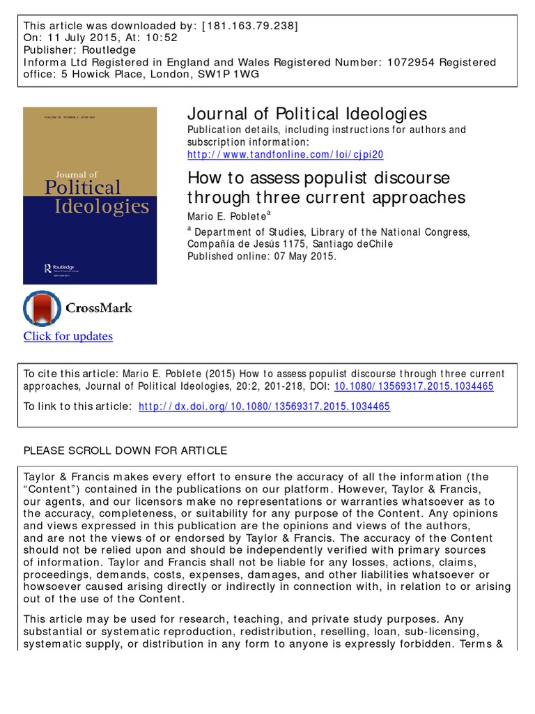 How To Assess Populist Discourse Through Three Current Approaches | PDF ...