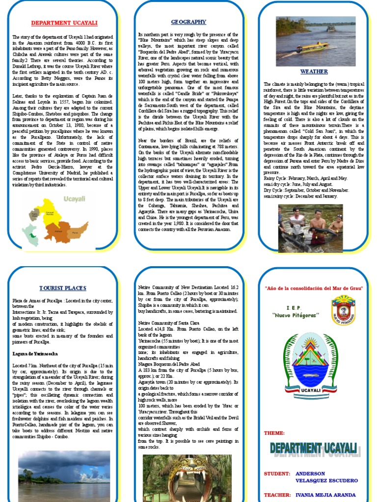 Triptico - DEPARTAMENTO DE UCAYALI (Ingles) | PDF | River | Physical Geography