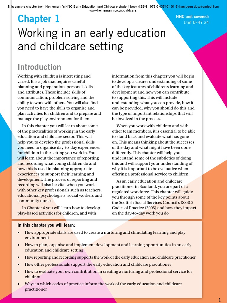 HNC-Childcare - CH01Working in An Early Education | PDF | Child Care ...