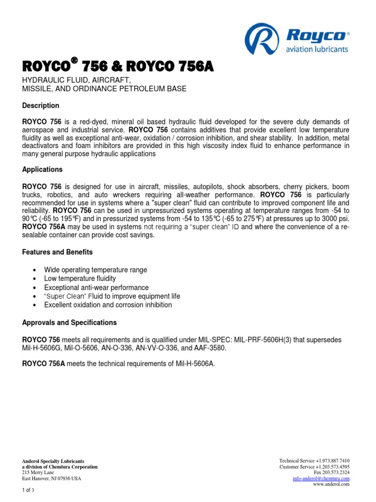 Royco 756 and 756A Datasheet | PDF | Contractual Term | Viscosity