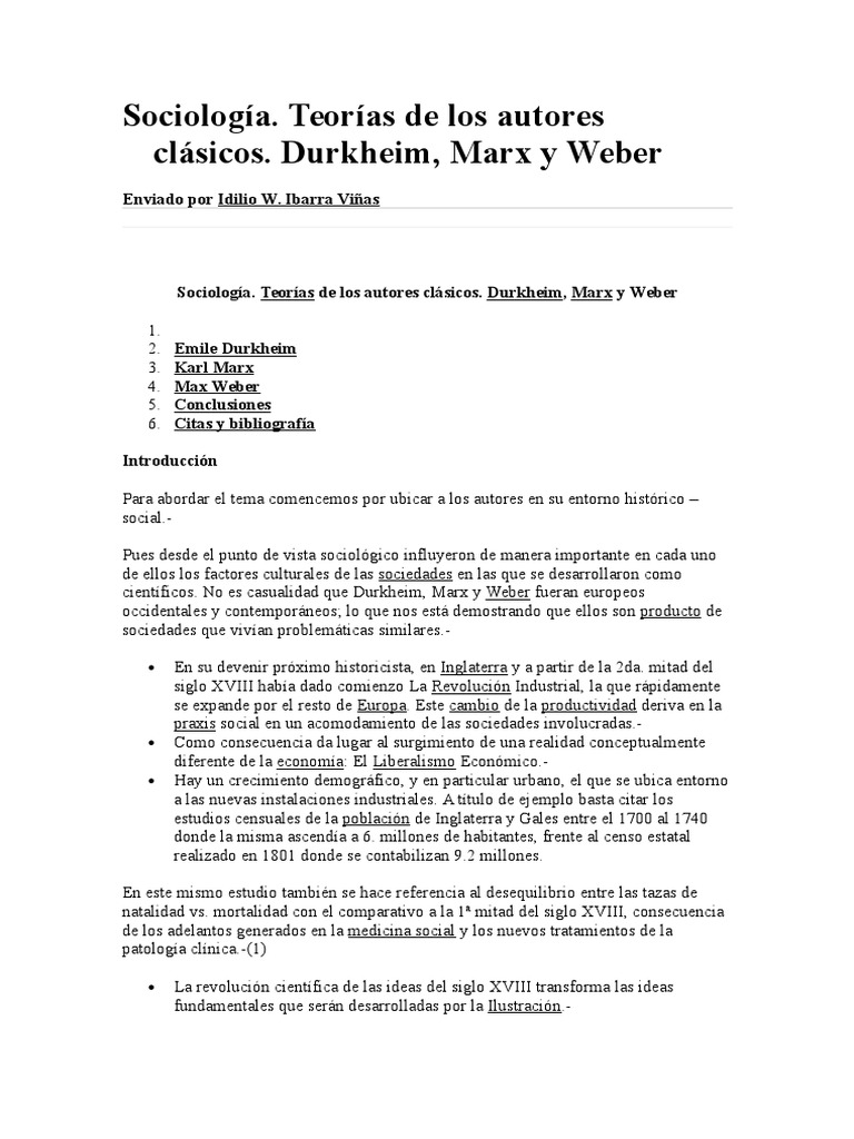 Cuadros Comparativos Duerheim Marx y Weber | Descargar gratis PDF ...