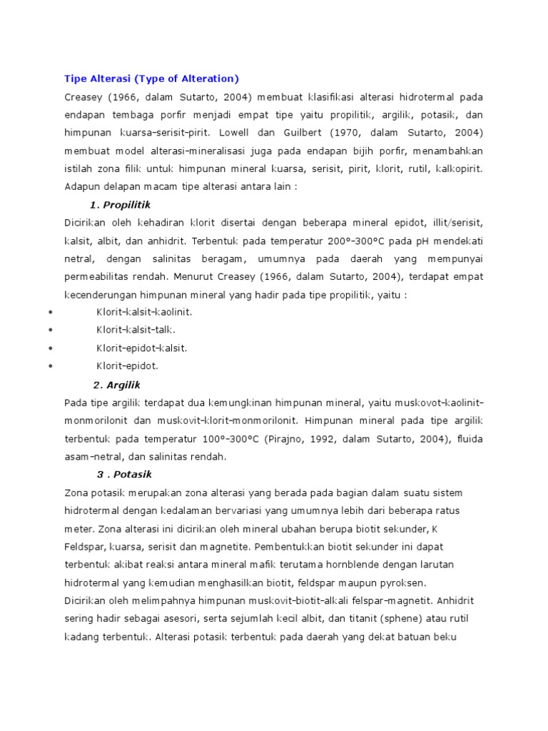 Klasifikasi Alterasi Hidrotermal | PDF | Ilmu Sosial | Sains & Matematika