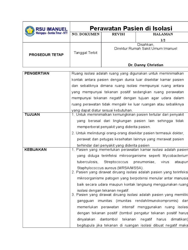 Prosedur Kerja di Ruang Isolasi | PDF | Sains & Matematika