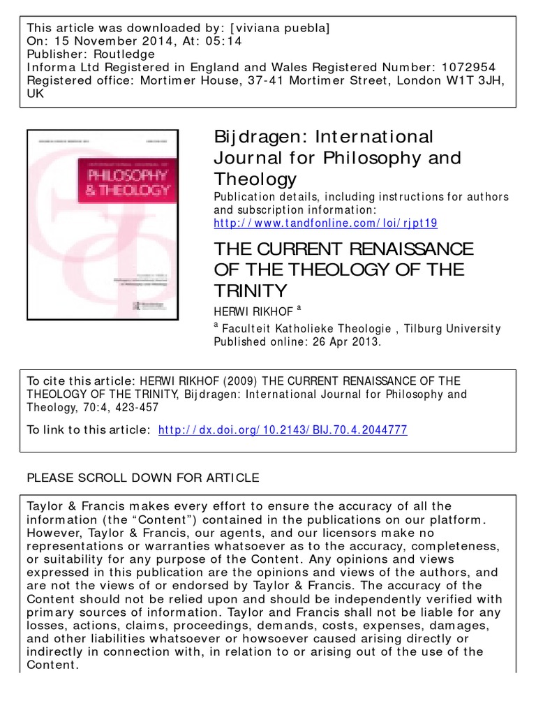 Current Renaissance of The Theology of The Trinity | PDF | Trinity ...