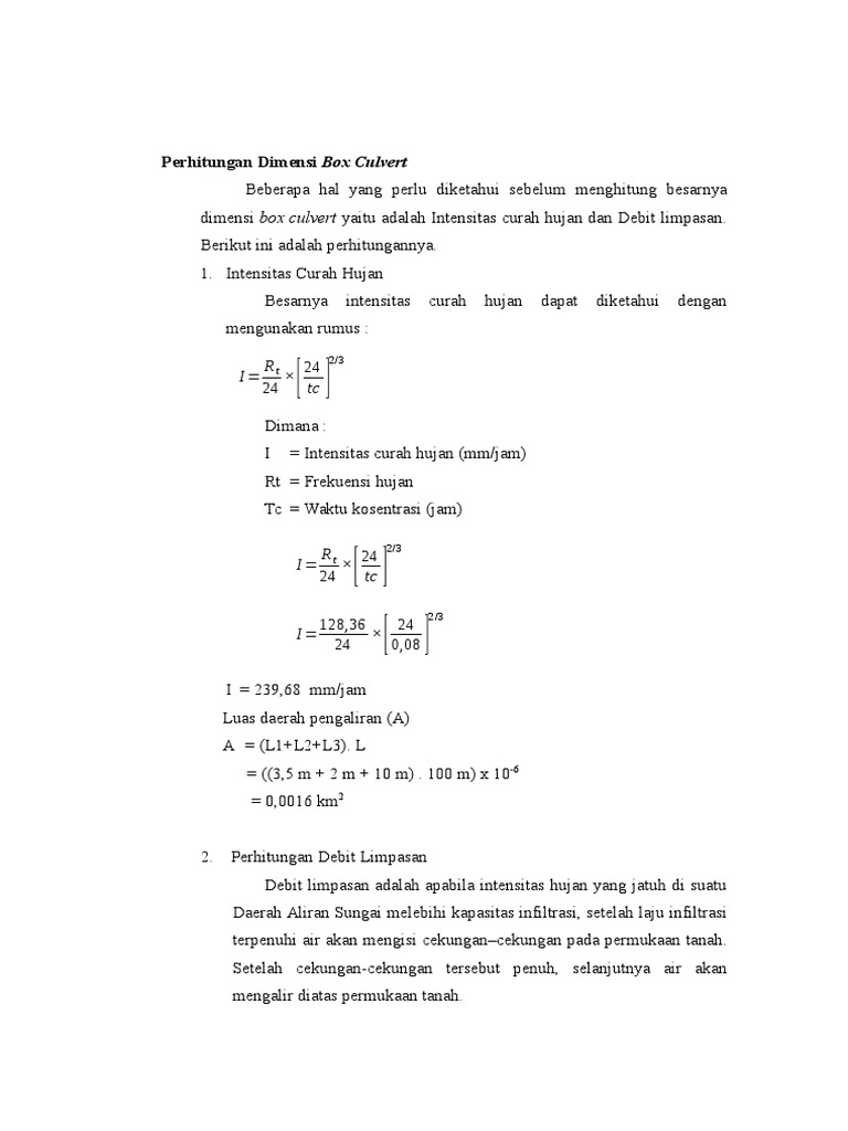 Perhitungan Dimensi Box Culvert | PDF