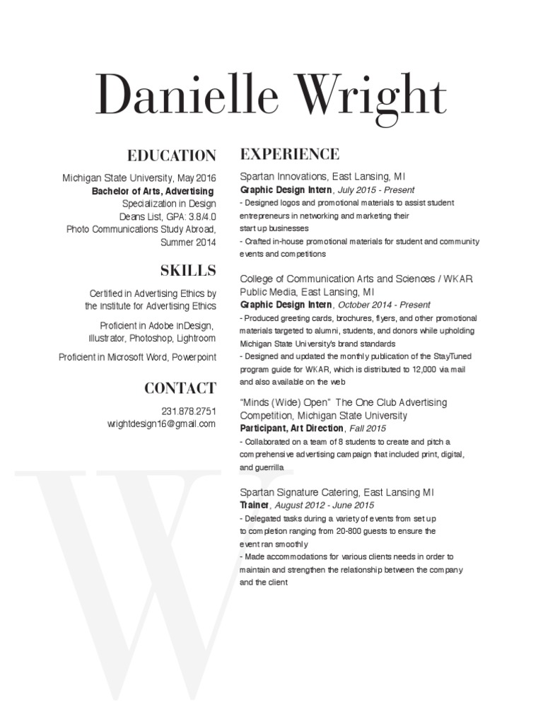 Danielle Wright Resume | PDF